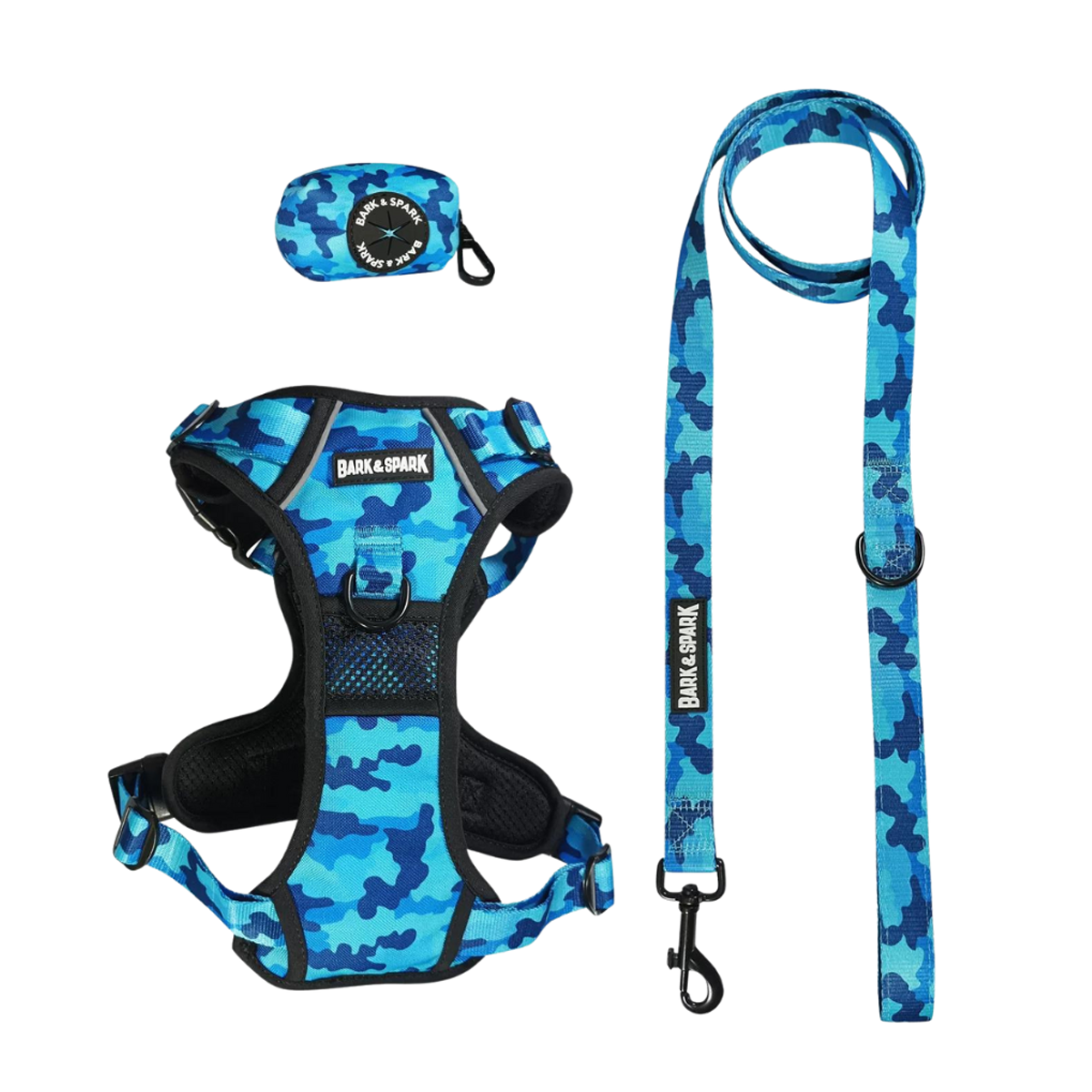 Complete Dog Harness Set - Camou Blue – Bark and Spark