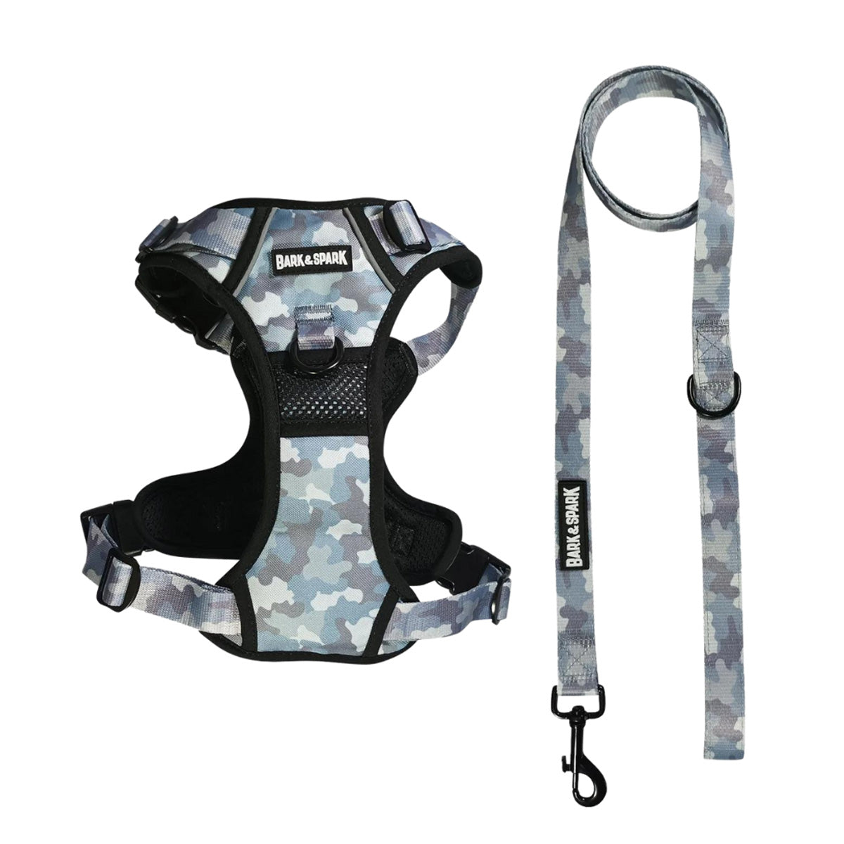 Dog Harness and Leash Set - Camou Gray – Bark and Spark