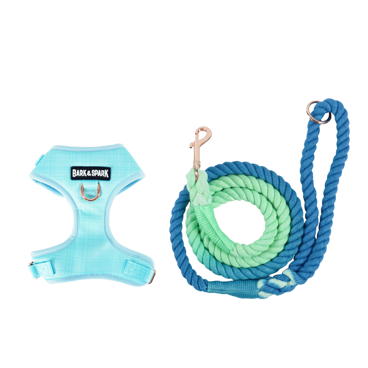 Dog Harness and Rope Leash Set - Oxford Powder – Bark and Spark
